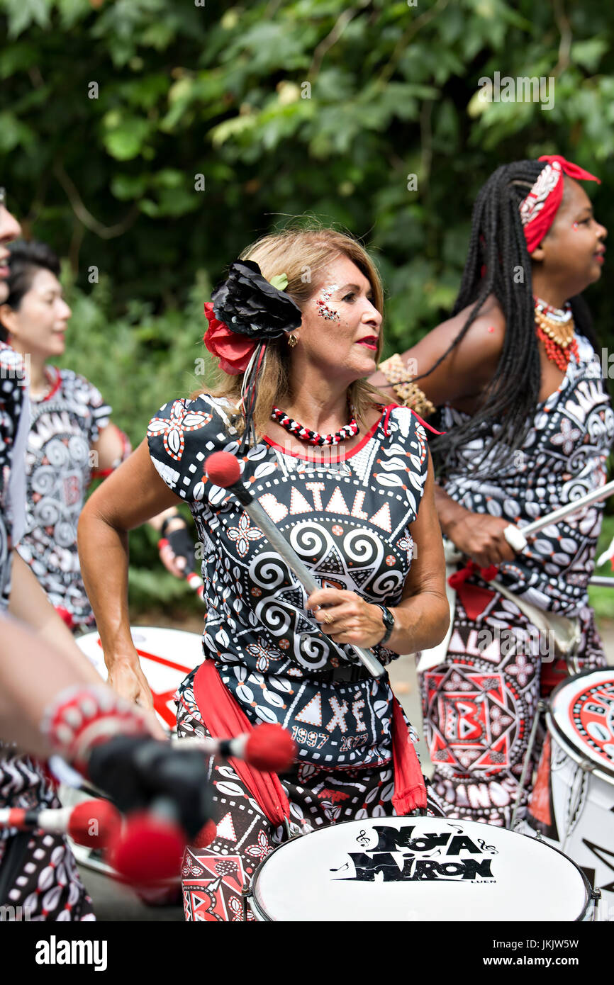Batala Samba Drum band take part in the parade before the Liverpool ...