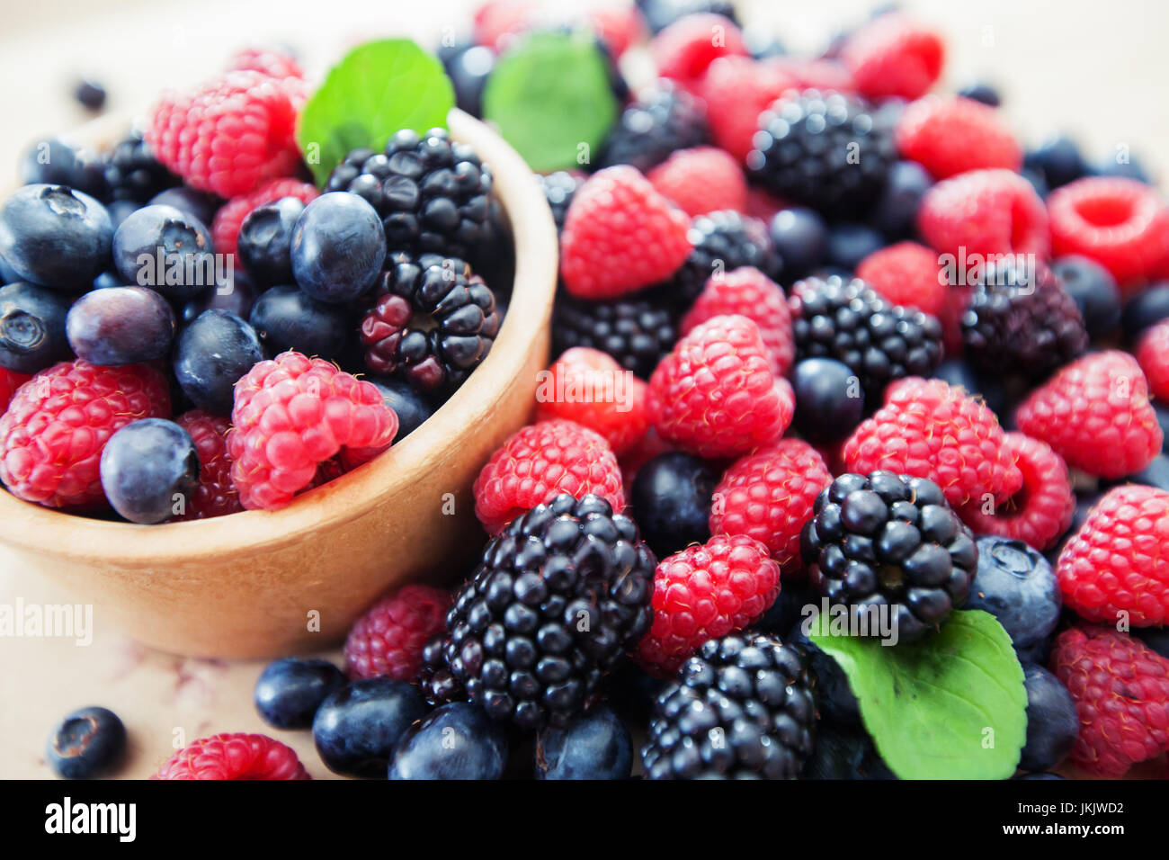 Freshly raspberry blueberry and blackberry. berry fruit antioxidant ...