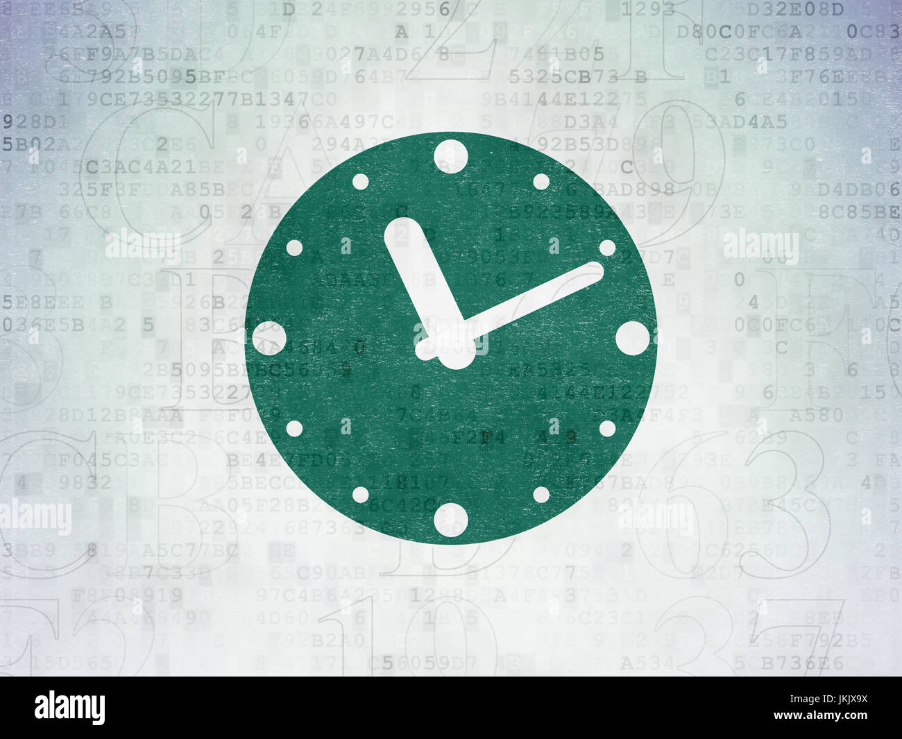 Time concept: Clock on Digital Data Paper background Stock Photo - Alamy