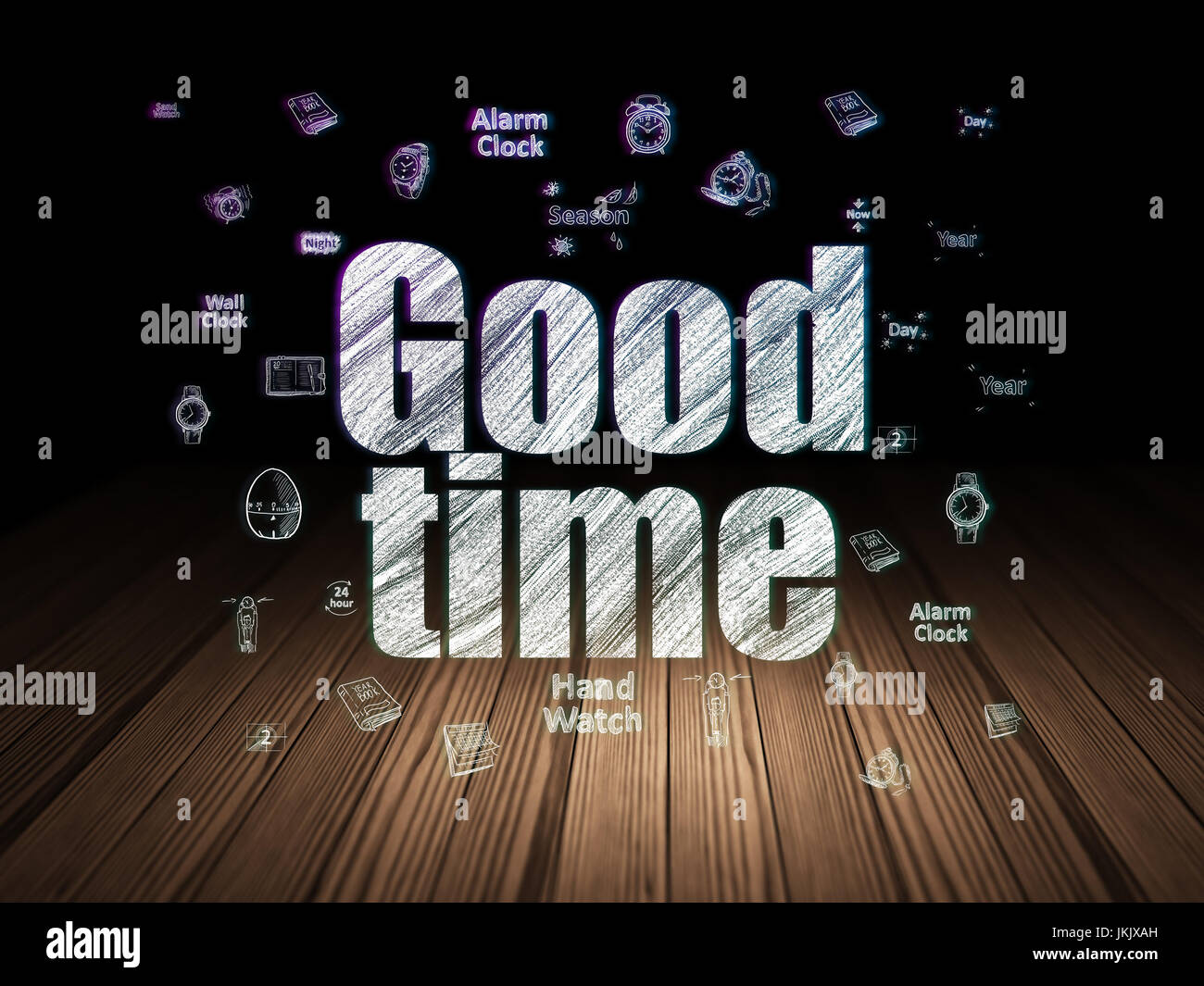 Time concept: Good Time in grunge dark room Stock Photo - Alamy