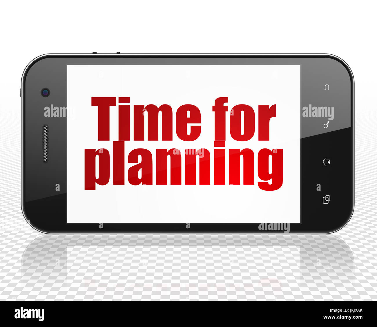 Timeline concept: Smartphone with Time for Planning on display Stock ...