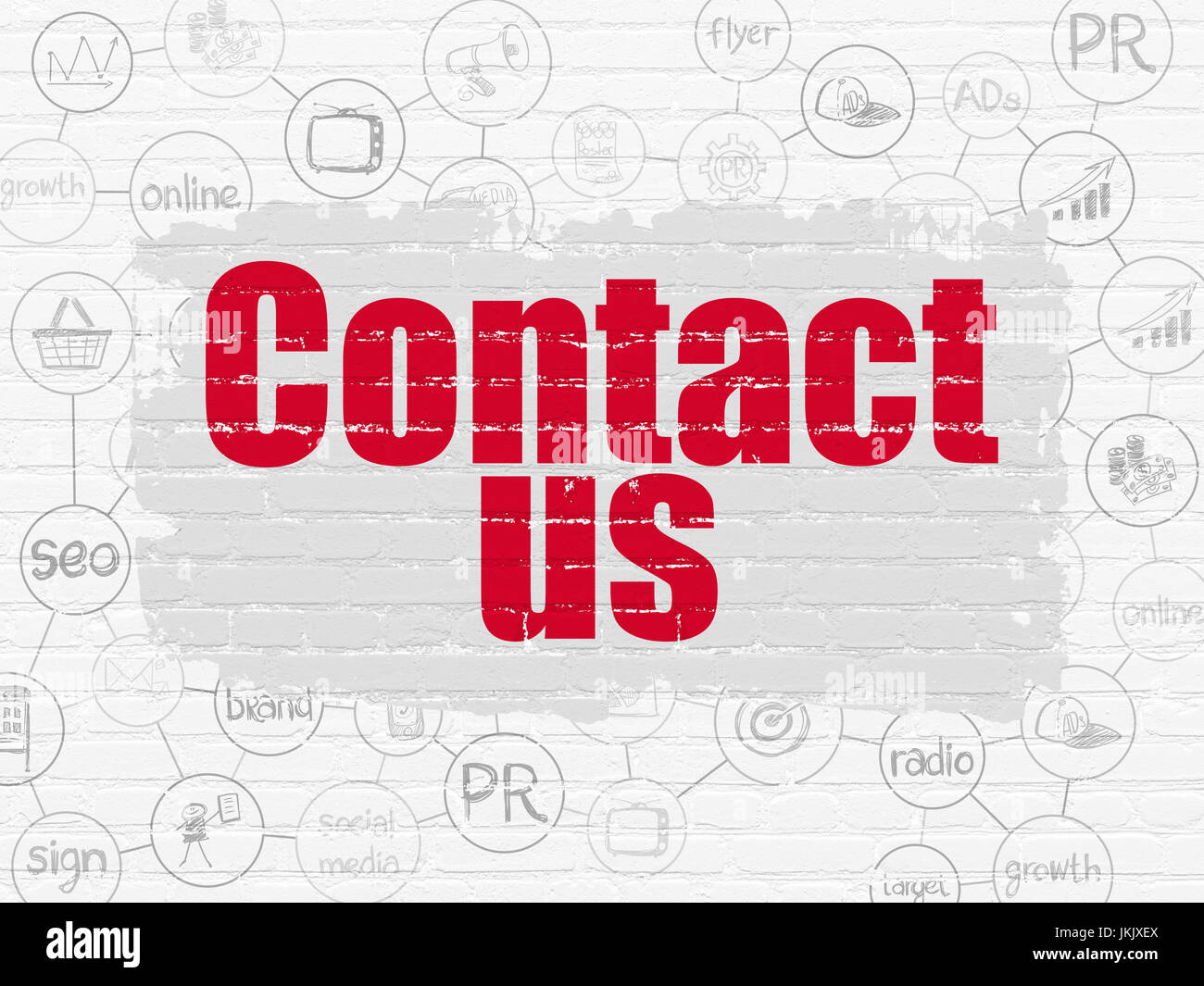 Marketing concept: Contact Us on wall background Stock Photo - Alamy