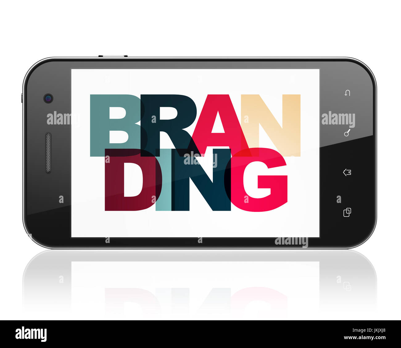 Advertising concept: Smartphone with Branding on display Stock Photo ...