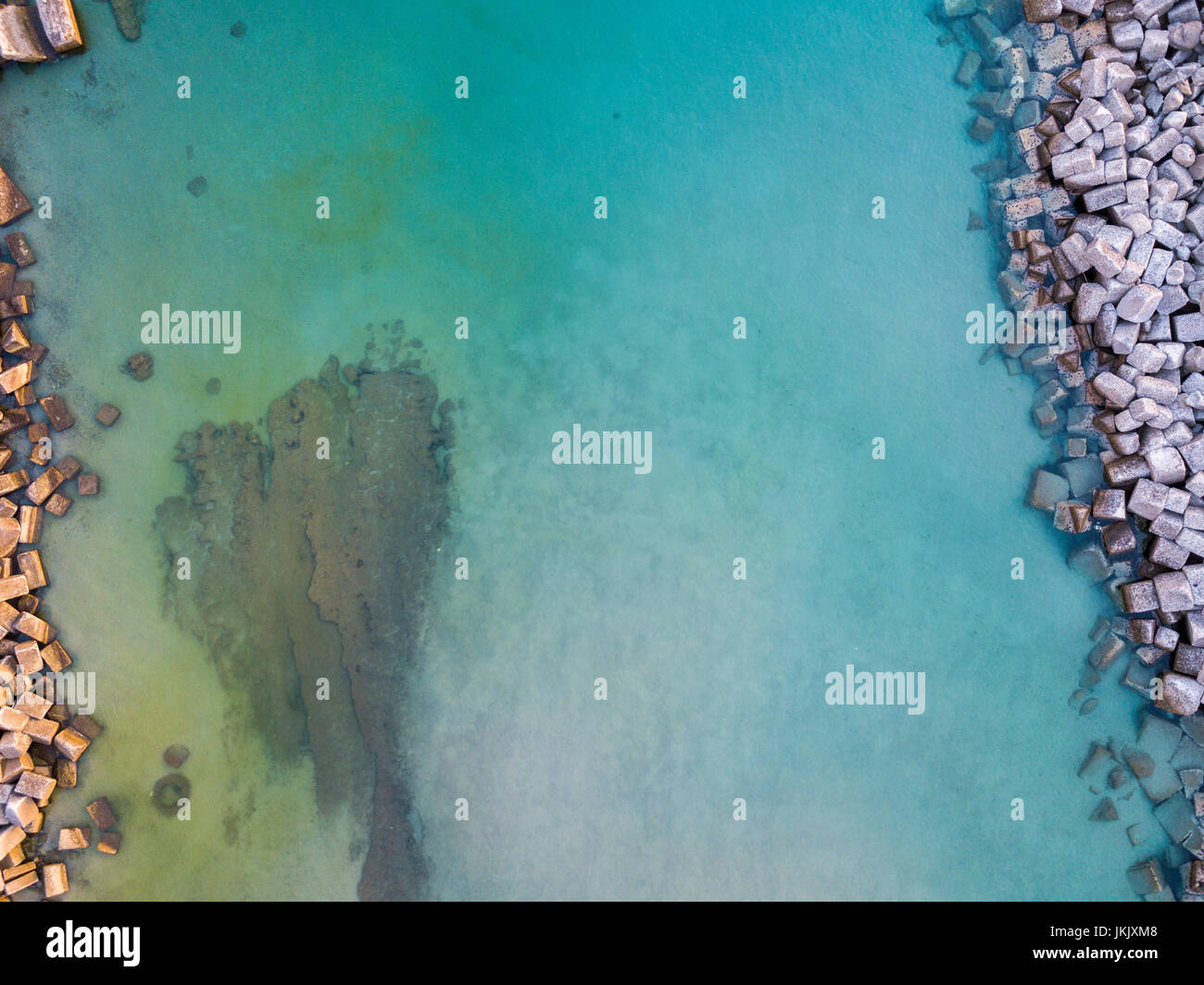 Aerial view of rocks on the sea. Overview of the seabed seen from above ...