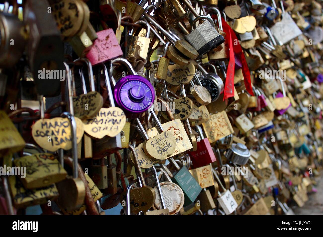 Love locks at a bridge hi-res stock photography and images - Alamy