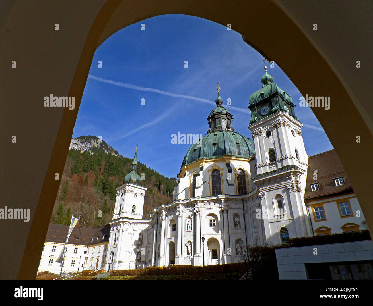Impressive view of Ettal Abbey church, Kloster Ettal, Garmisch ...