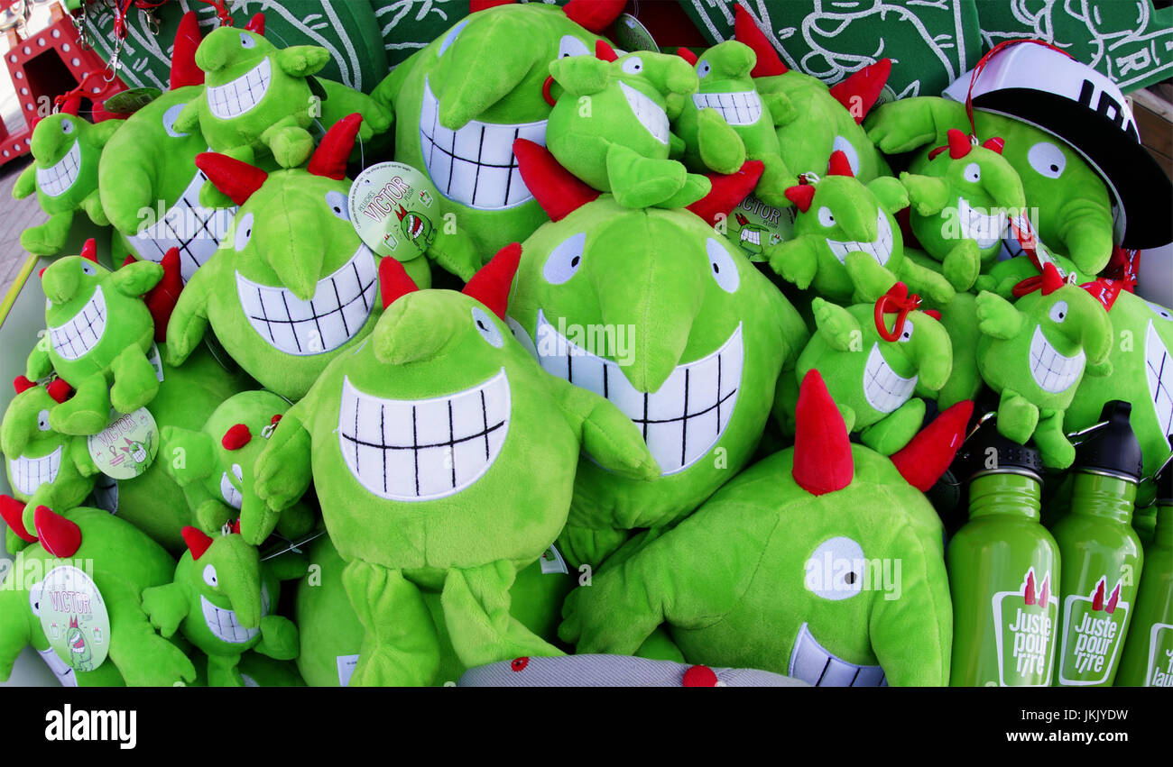 Montreal,Canada 23 July,2017.Cart full of souvenir Victor plush toys at ...