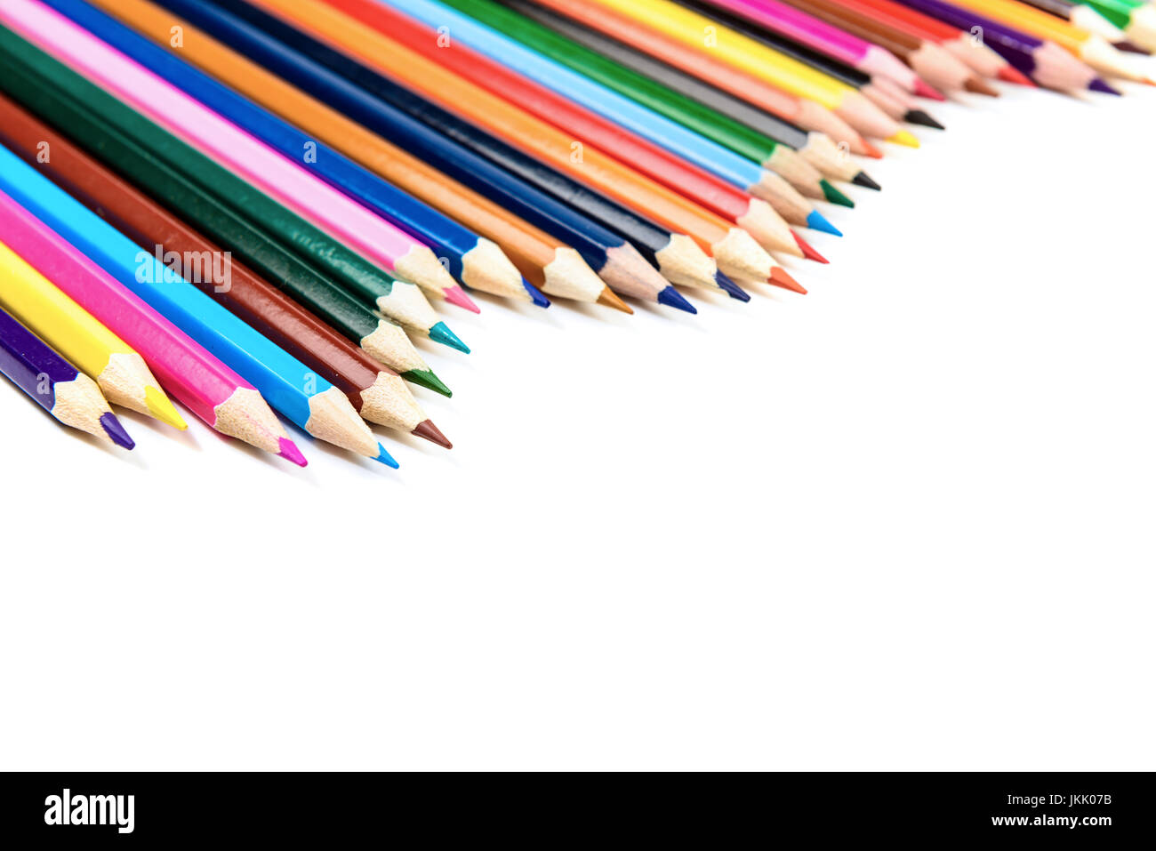 colorful pencils row isolated on white Stock Photo - Alamy