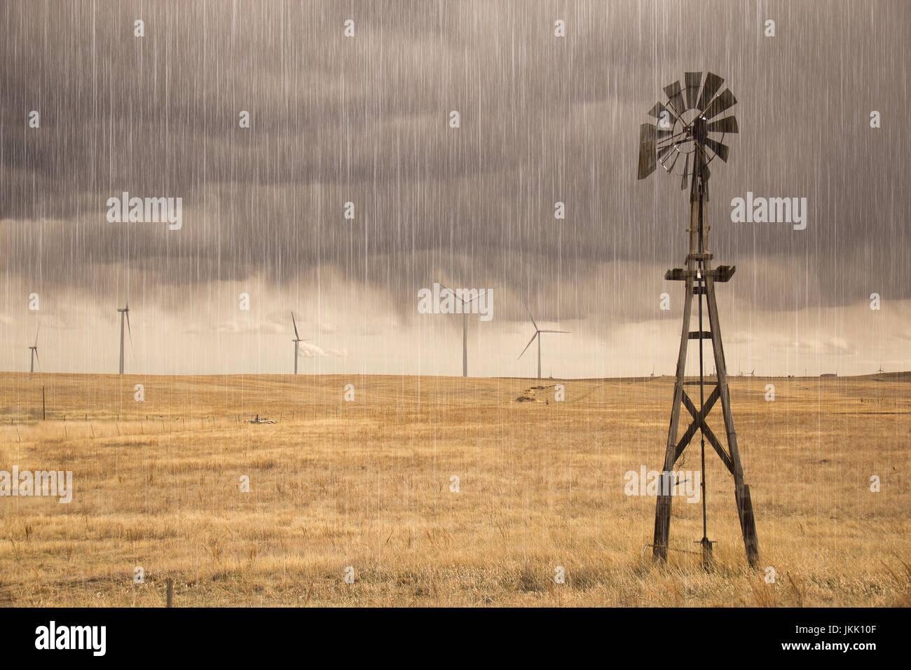 windmill in a rain storm Stock Photo - Alamy