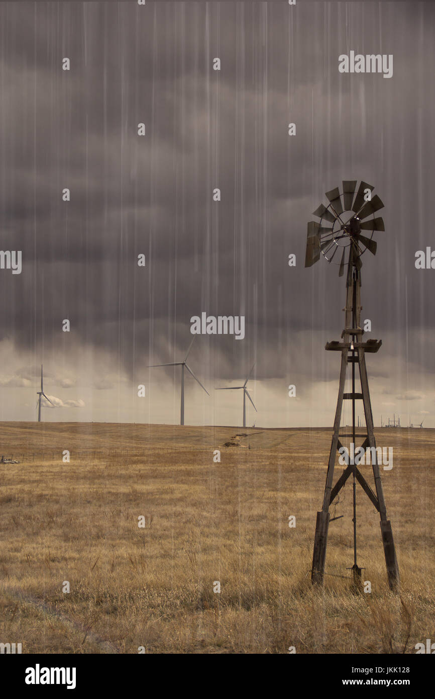 windmill in a rain storm Stock Photo - Alamy