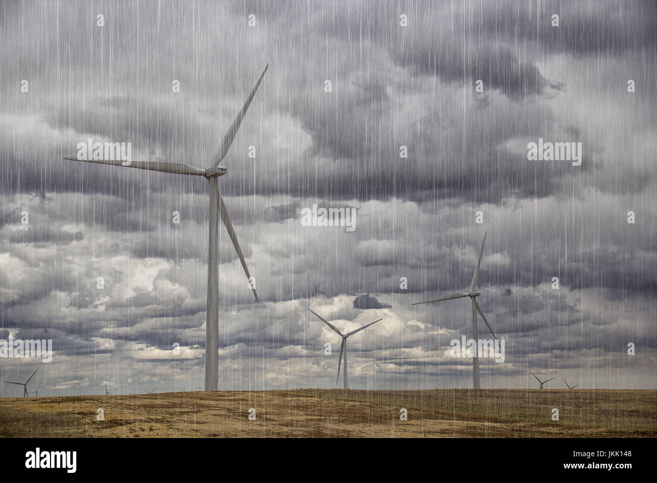 windmill in a rain storm Stock Photo - Alamy