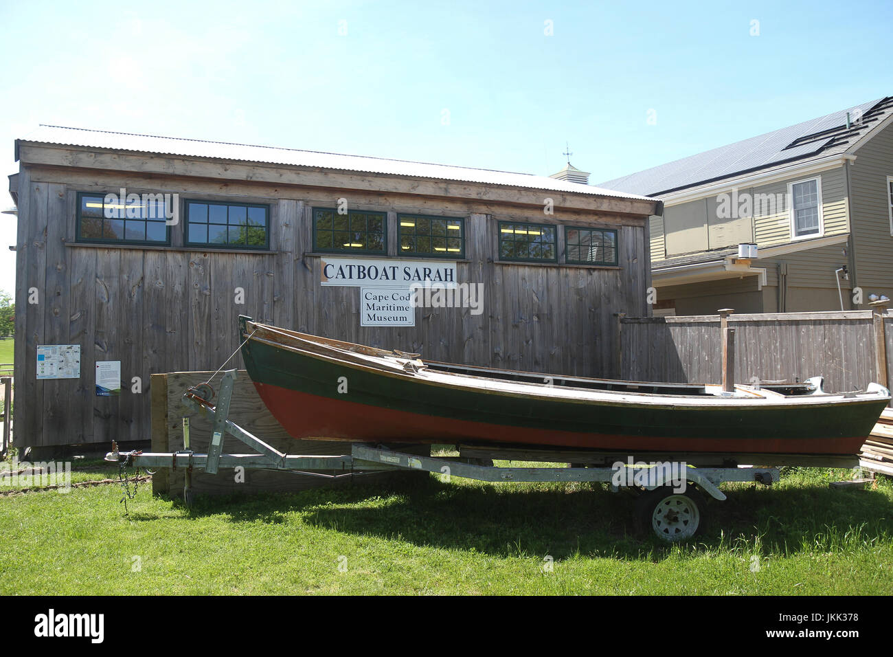 Boat and boat shed at the Cape Cod Maritime Museum, Hyannis, Cape Cod ...