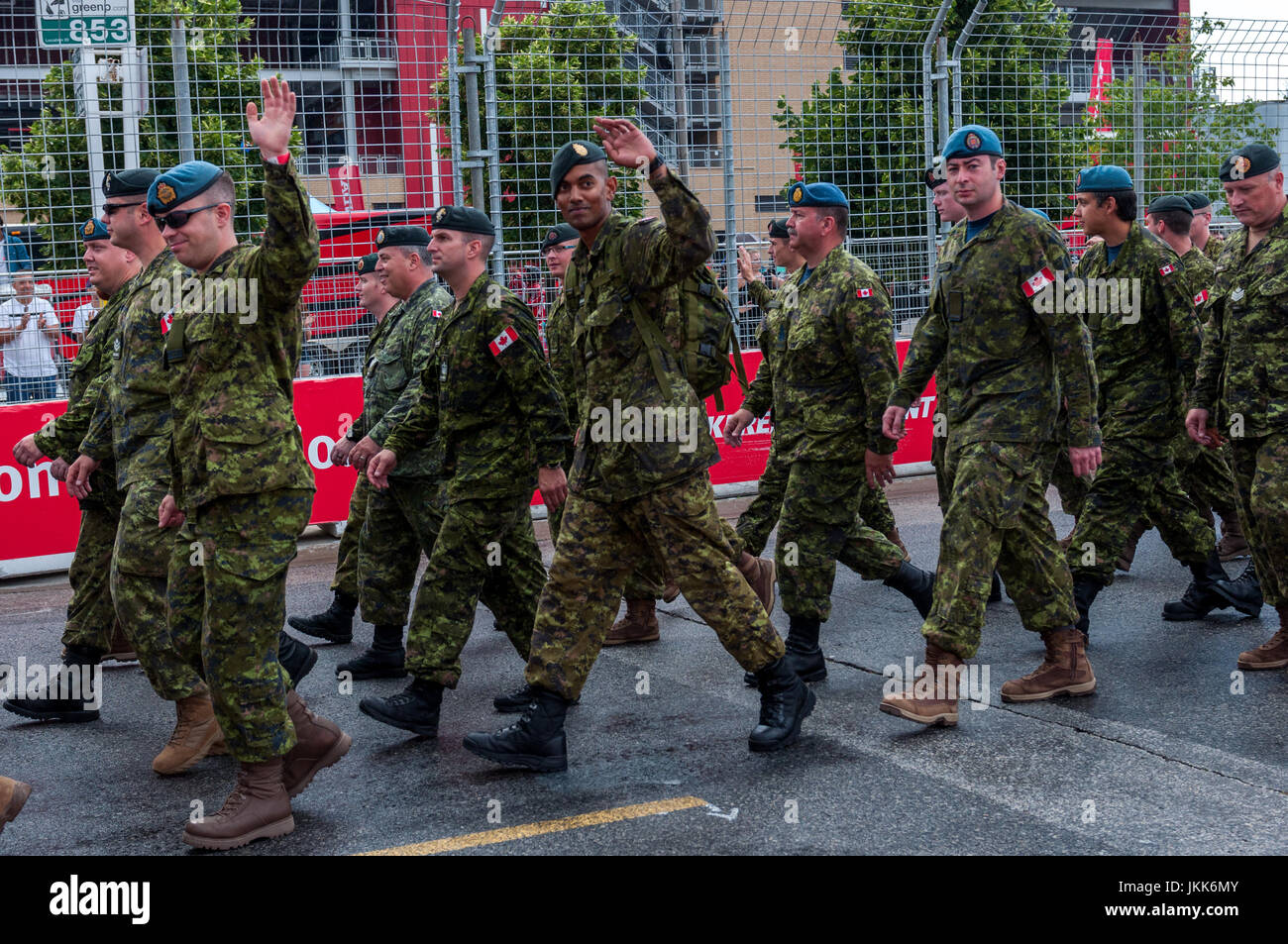 TORONTO, ON - JULY 16: Soldiers of the Canadian armed forces march ...