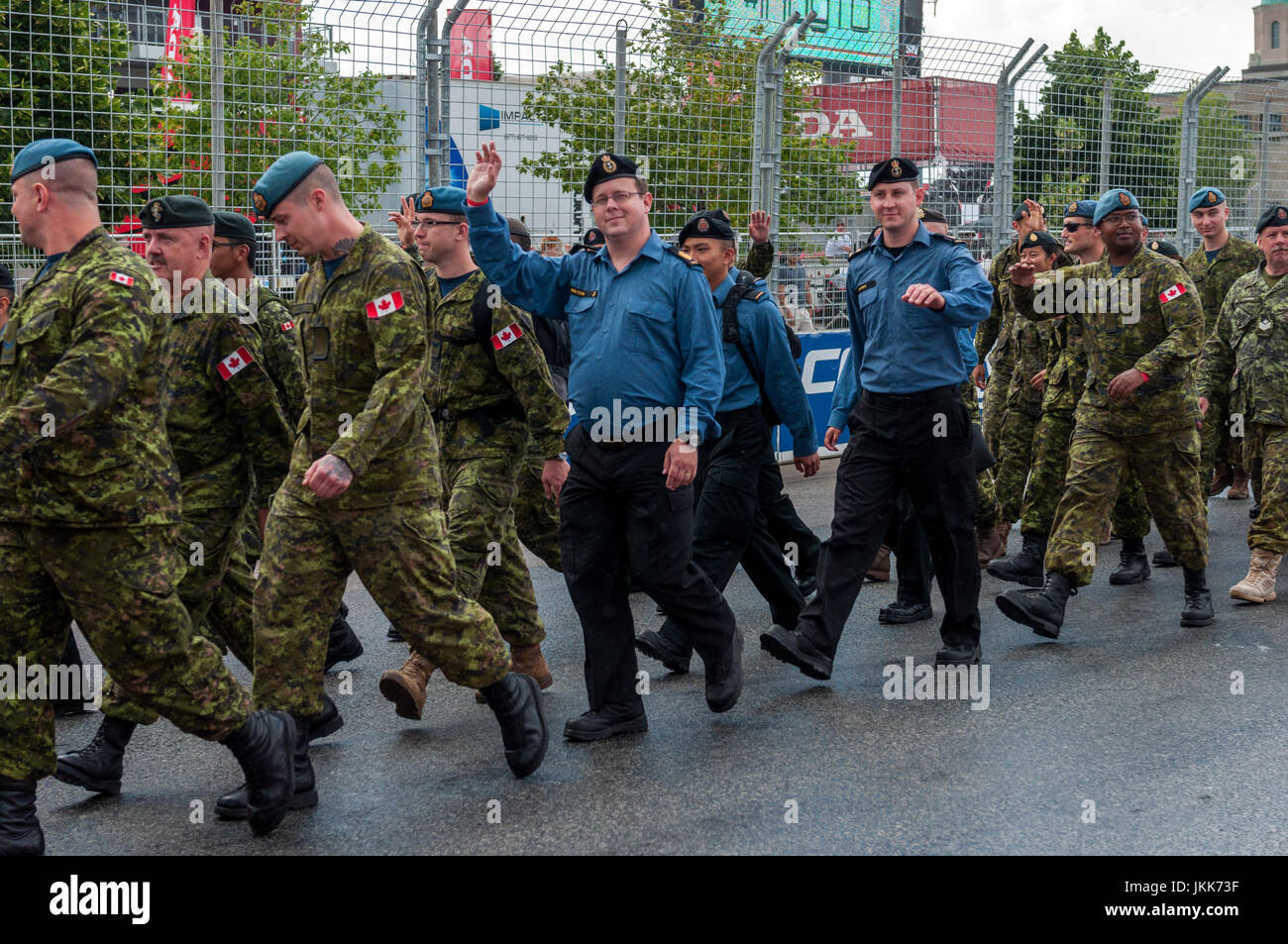 TORONTO, ON - JULY 16: Soldiers of the Canadian armed forces march ...