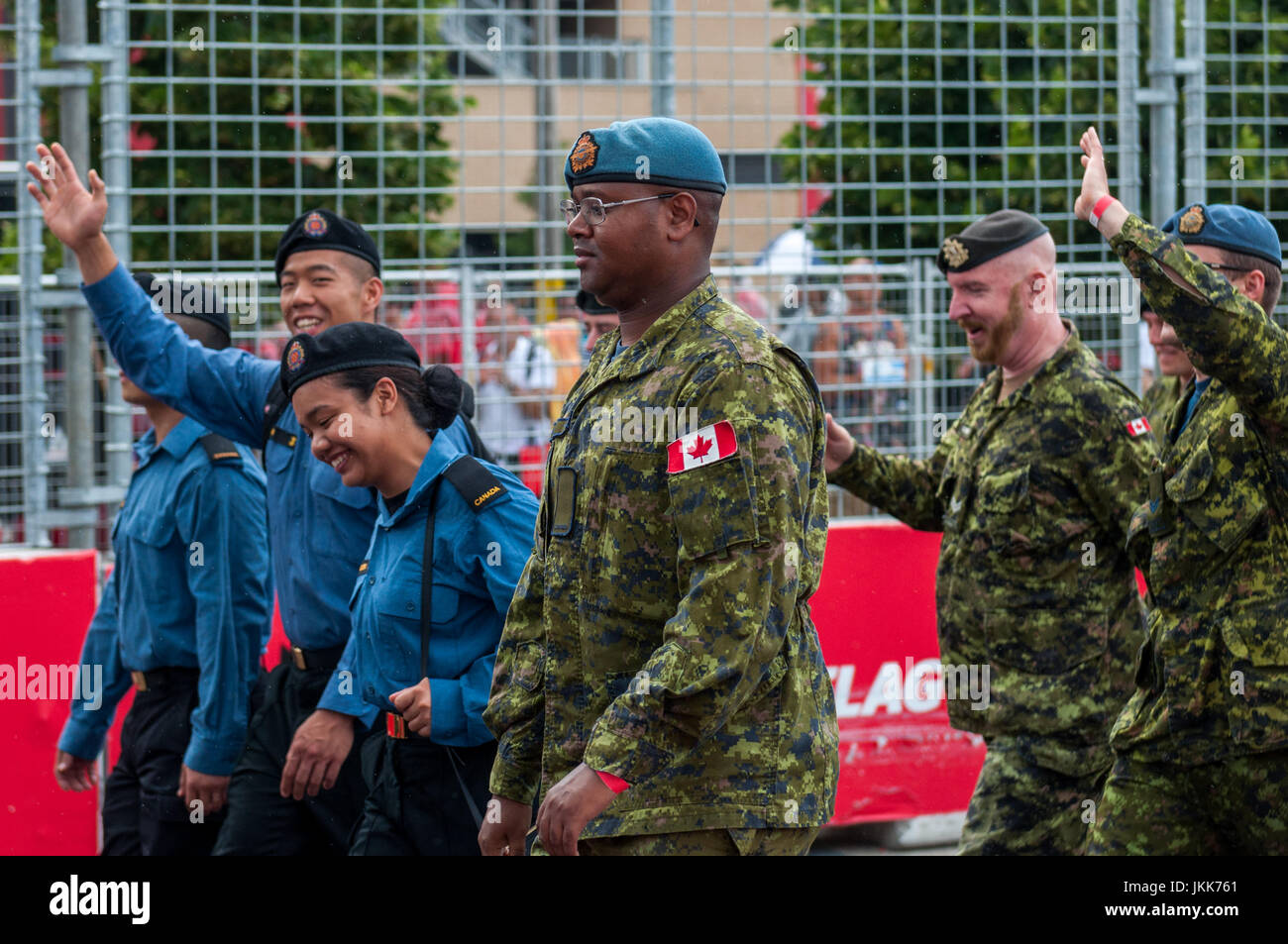 TORONTO, ON - JULY 16: Soldiers of the Canadian armed forces march ...