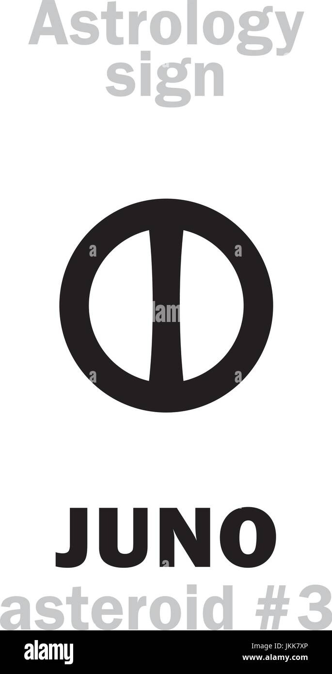 Astrology Alphabet: JUNO, asteroid #3. Hieroglyphics character sign ...