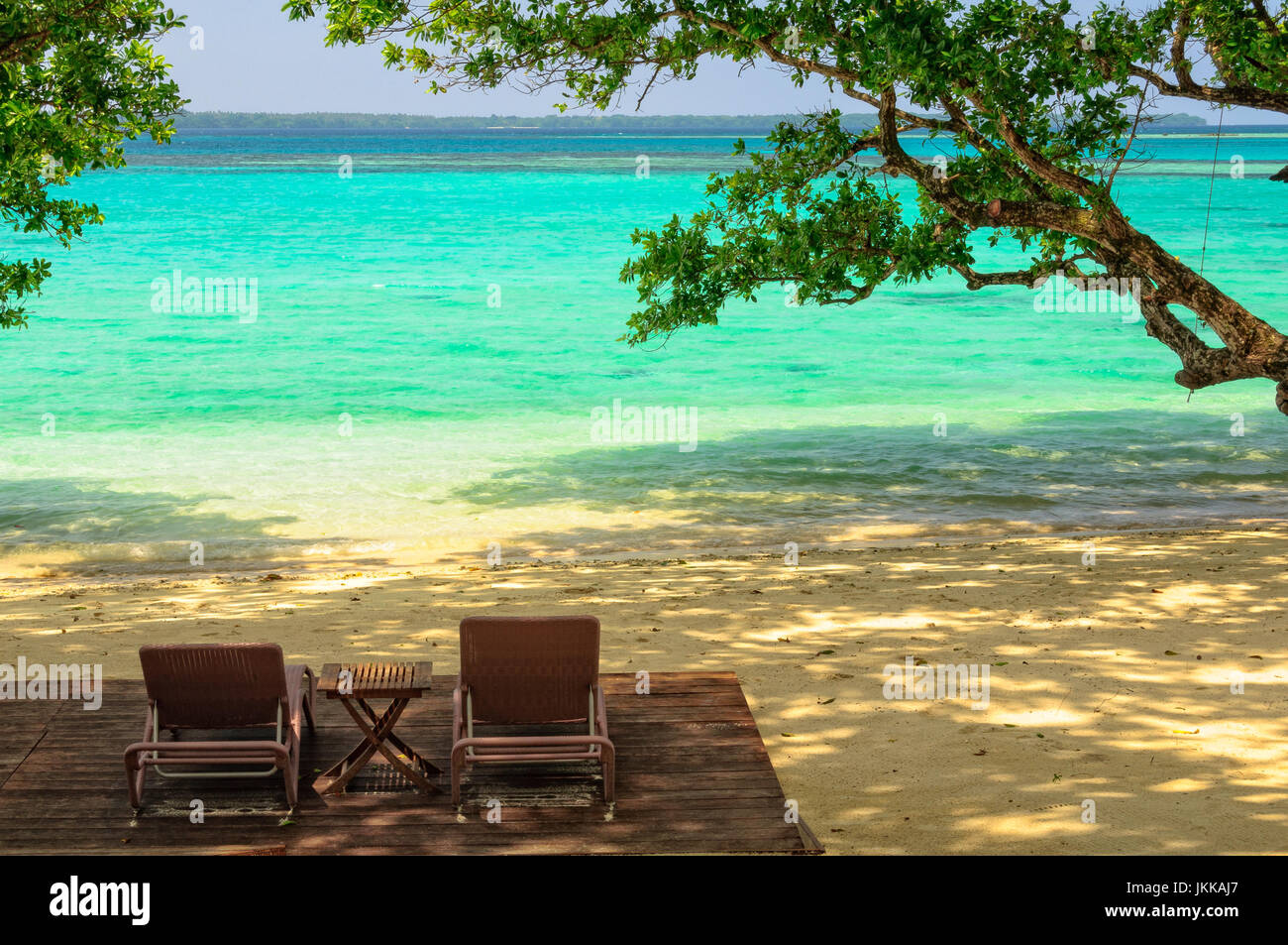 Beautiful secluded sandy beach - Espiritu Santo, Vanuatu Stock Photo ...