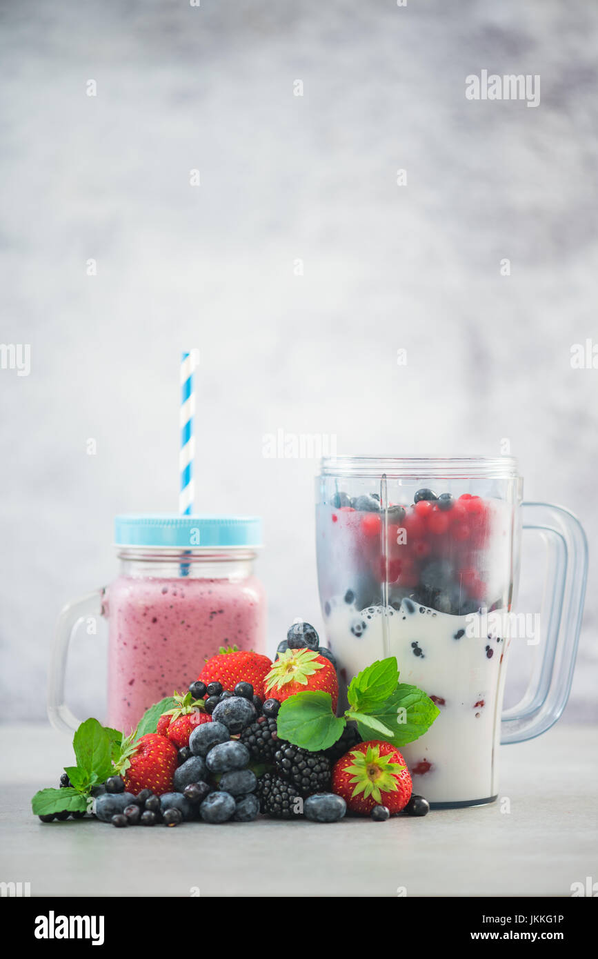 Freshly prepared homemade berry smoothie Stock Photo - Alamy