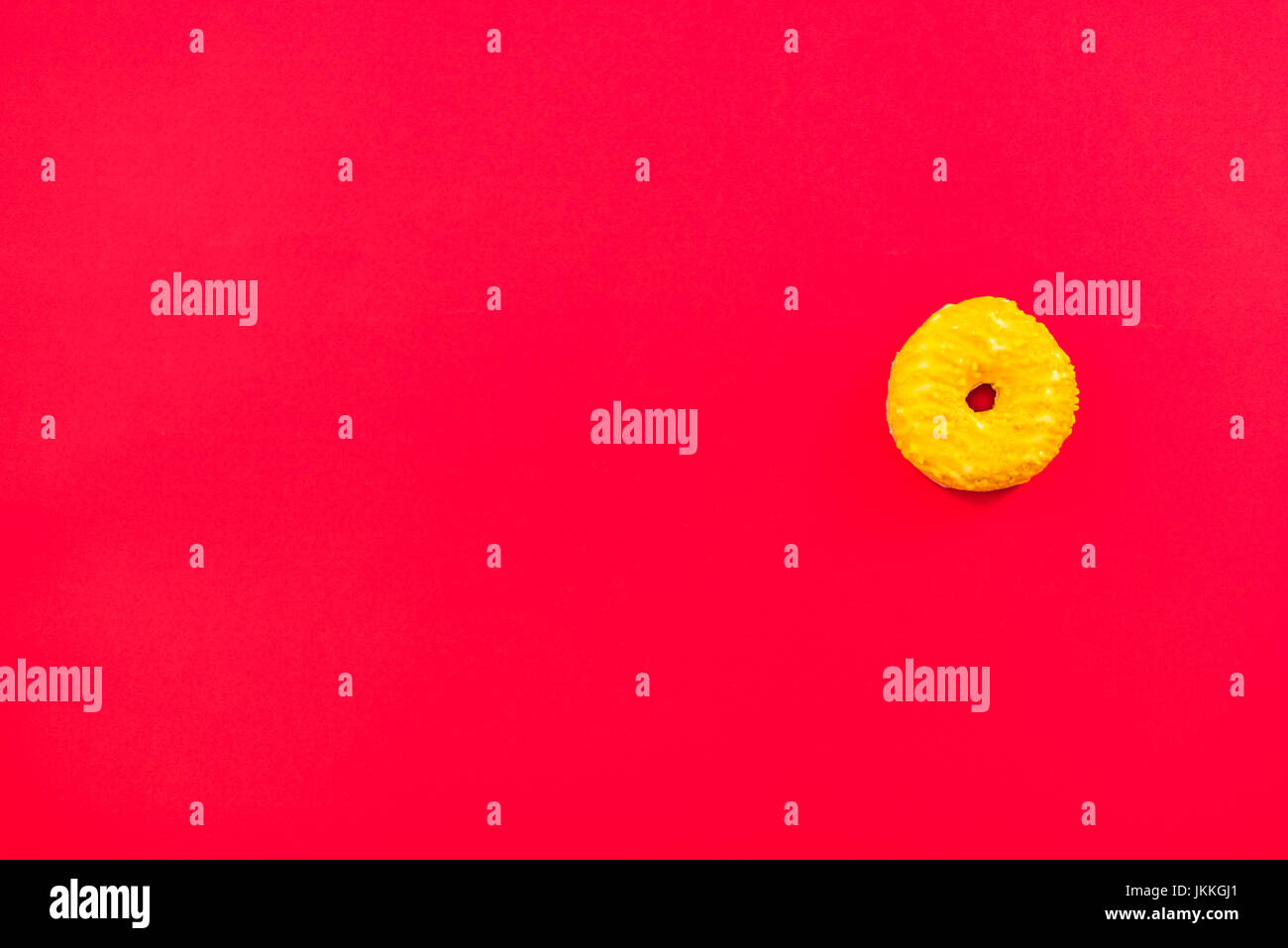 Yellow donut on bright red bacground,minimalistic concept Stock Photo ...