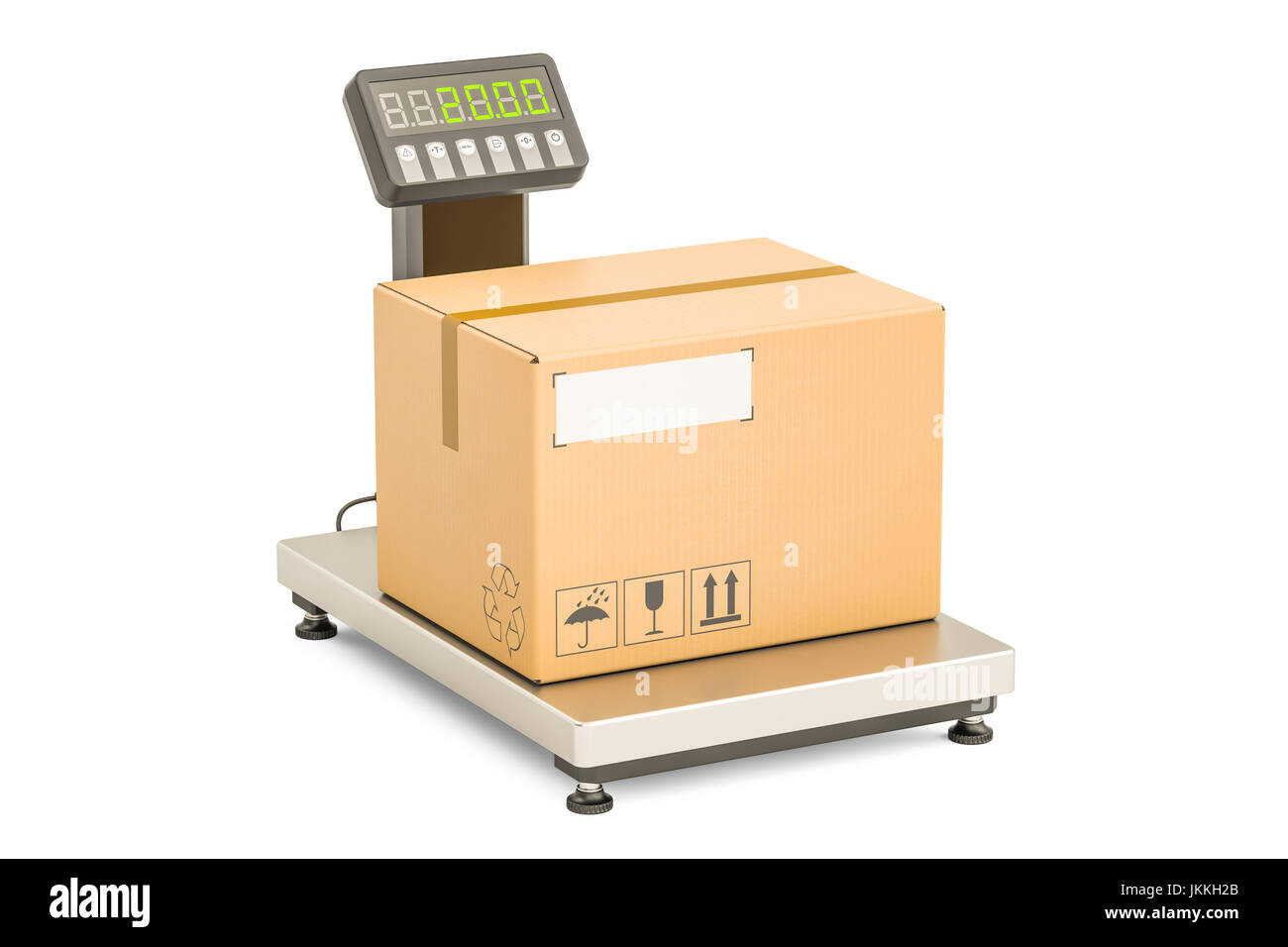 Warehouse scale with parcel, 3D rendering isolated on white background ...