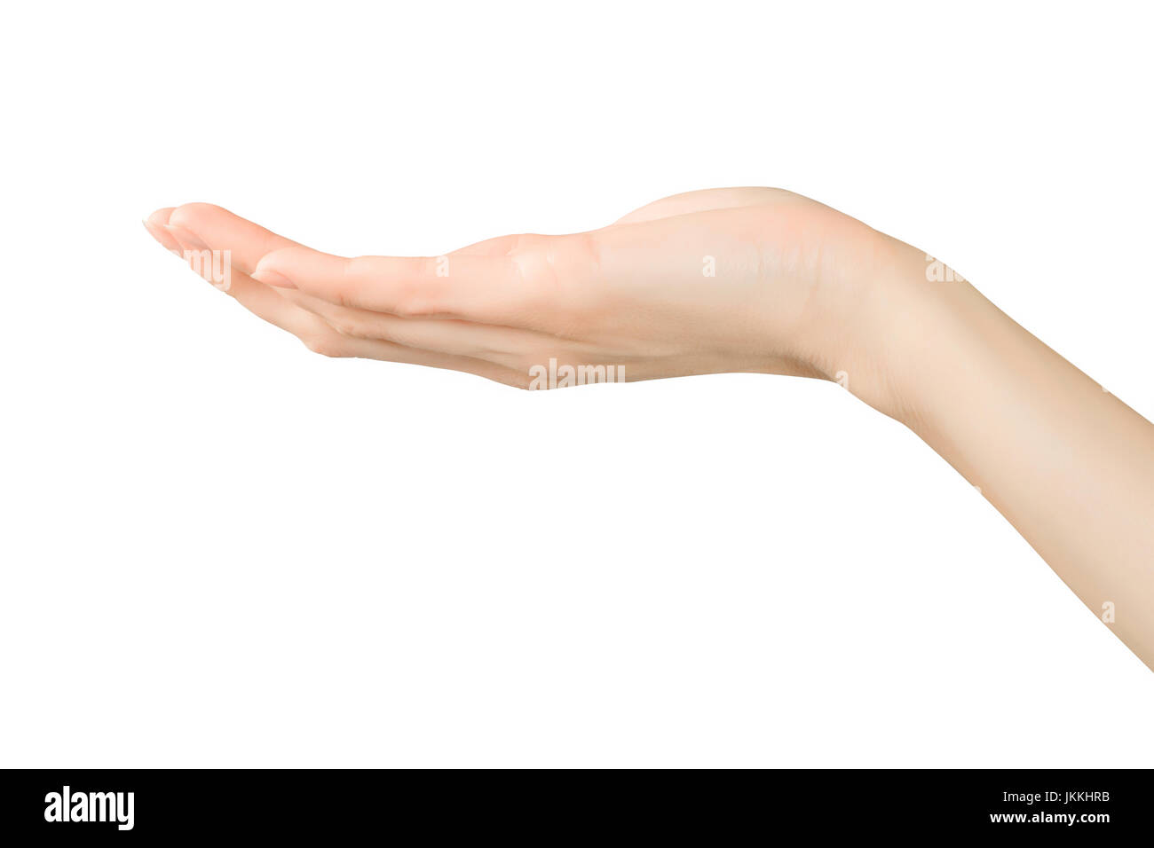 Beautiful woman hand showing, holding or supporting something. Isolated ...