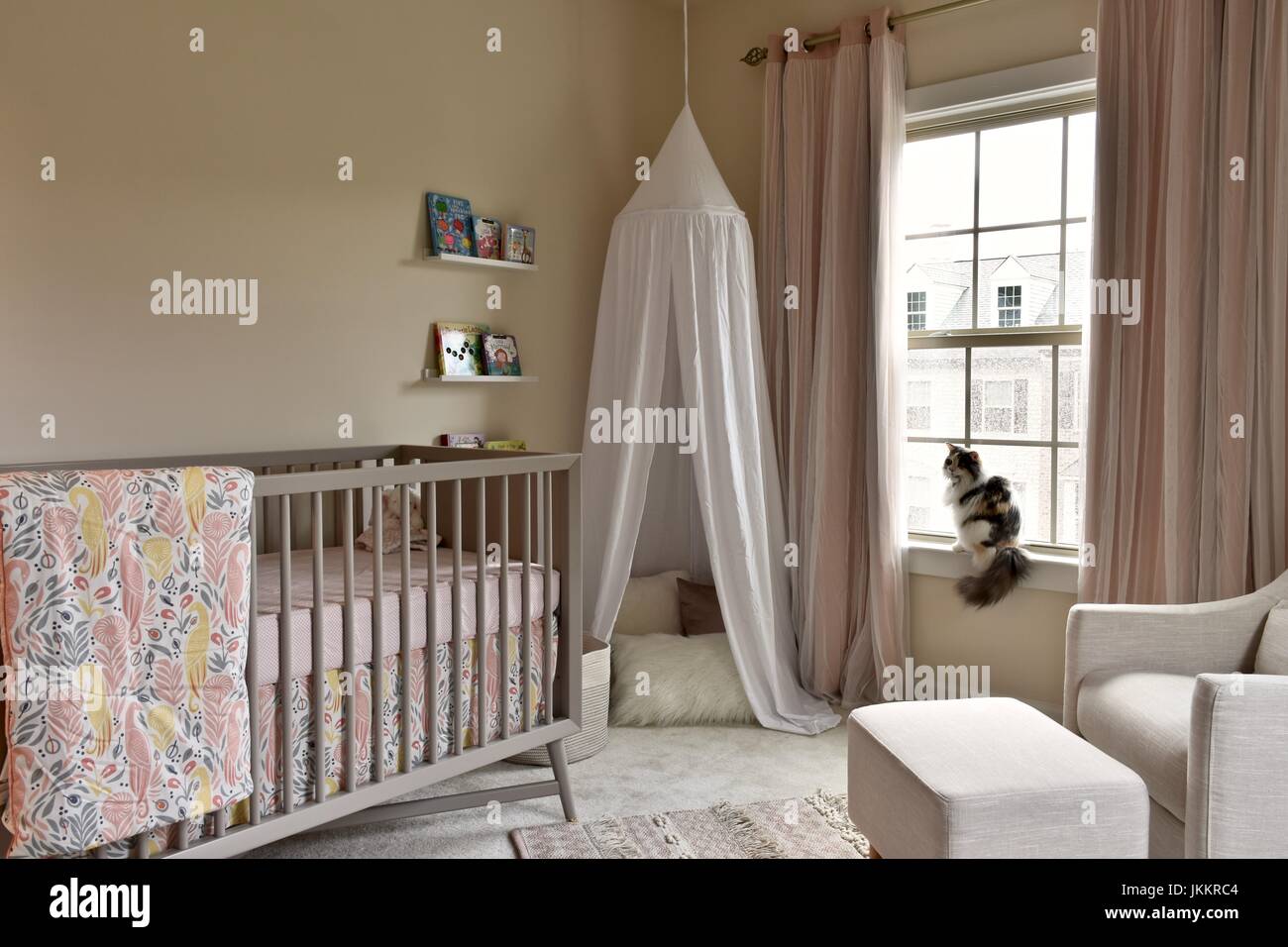 Baby girls room interior with boho design Stock Photo - Alamy