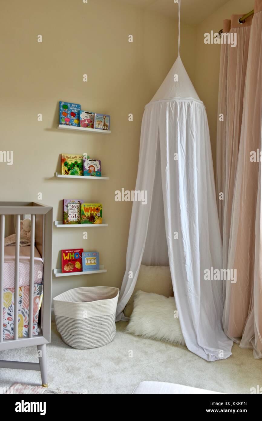 Baby girls room interior with boho design Stock Photo - Alamy