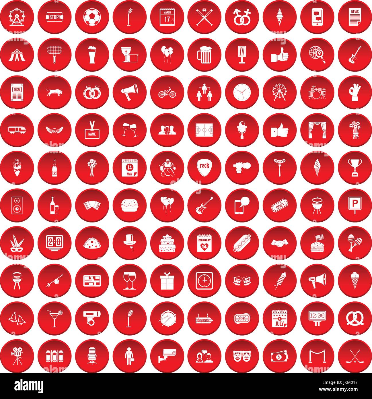 100 events icons set red Stock Vector Image & Art - Alamy