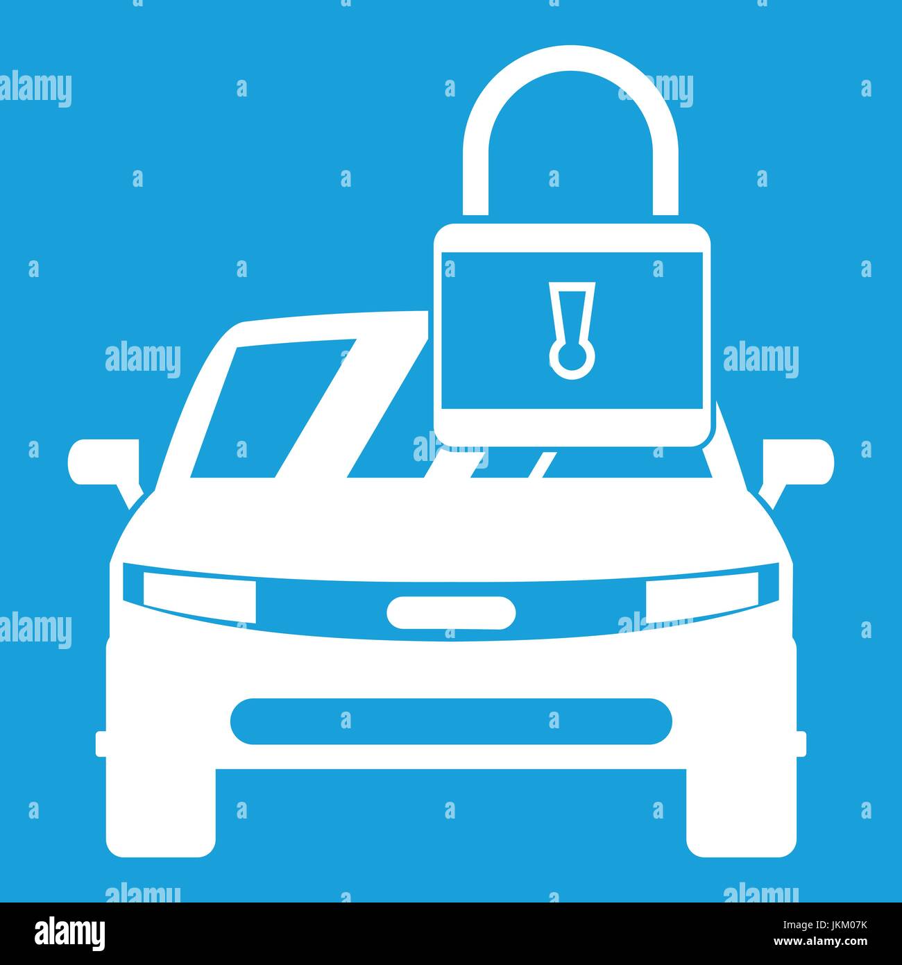 Car with padlock icon white Stock Vector Image & Art - Alamy