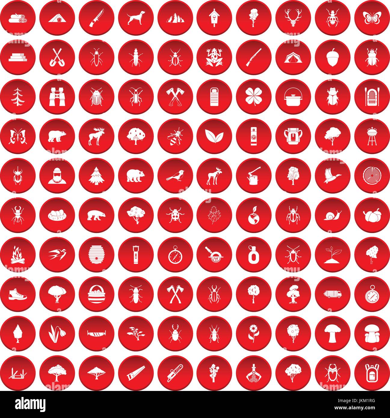 100 forest icons set red Stock Vector Image & Art - Alamy