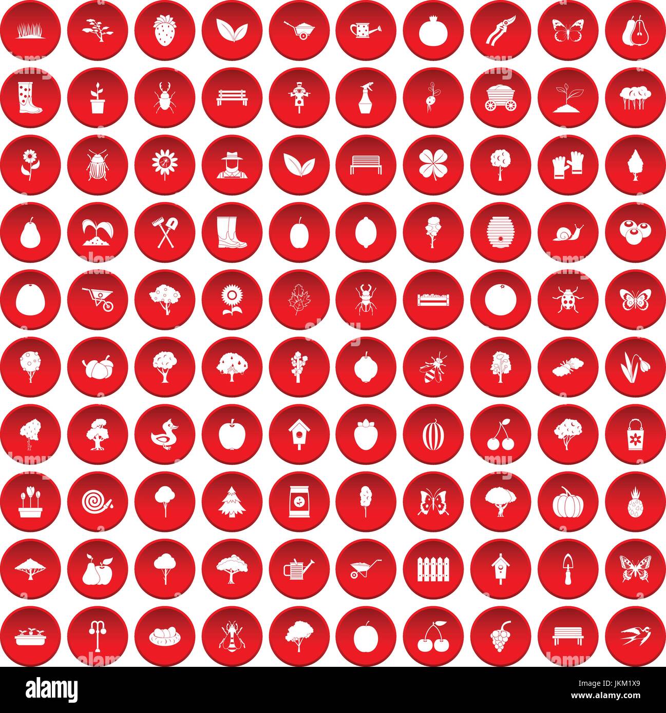 100 gardening icons set red Stock Vector Image & Art - Alamy