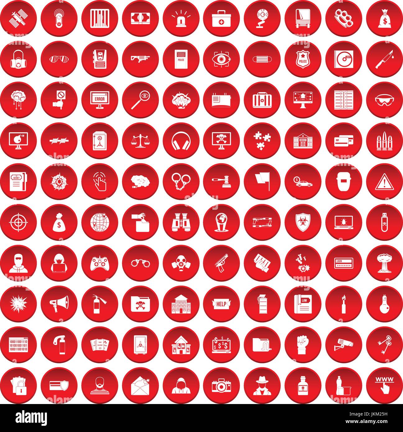 100 hacking icons set red Stock Vector Image & Art - Alamy