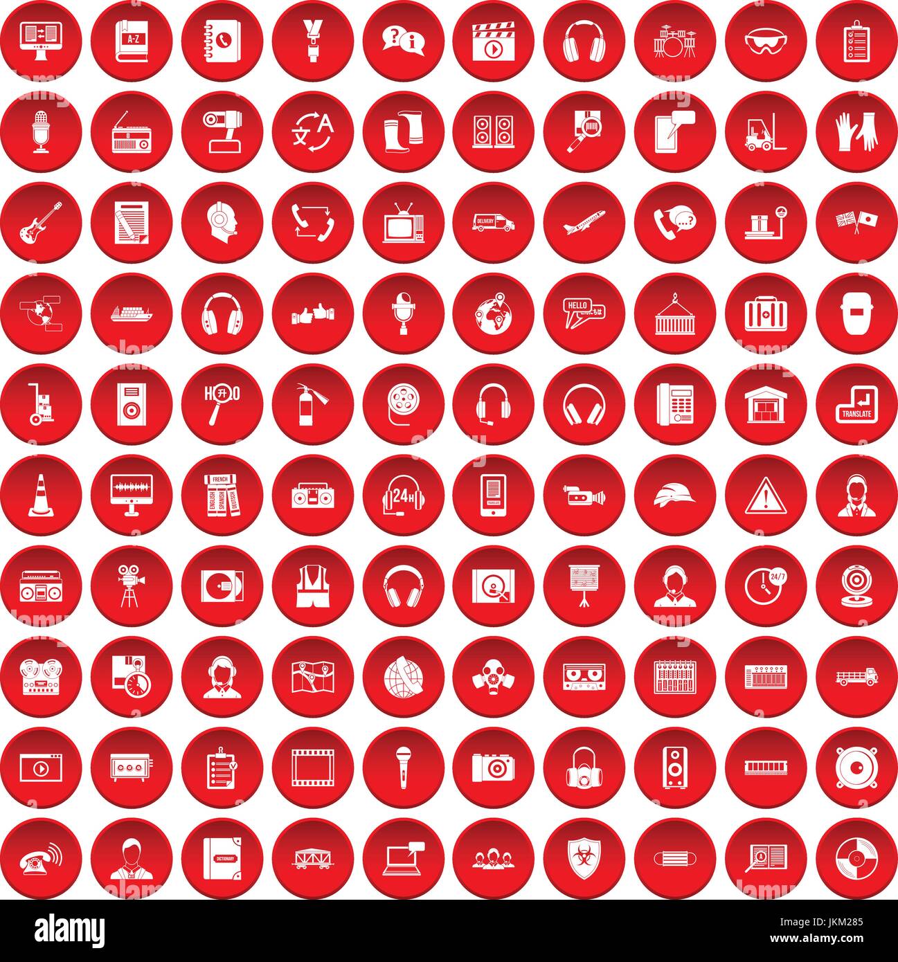 100 headphones icons set red Stock Vector Image & Art - Alamy