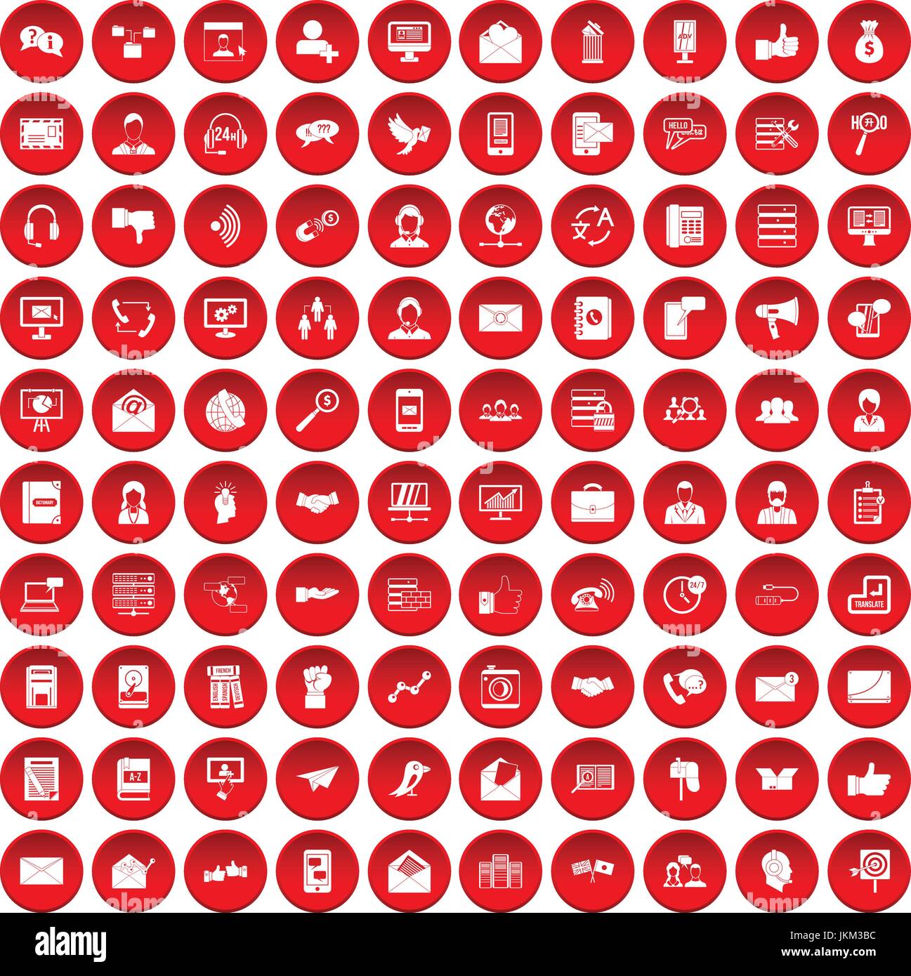 100 interaction icons set red Stock Vector Image & Art - Alamy