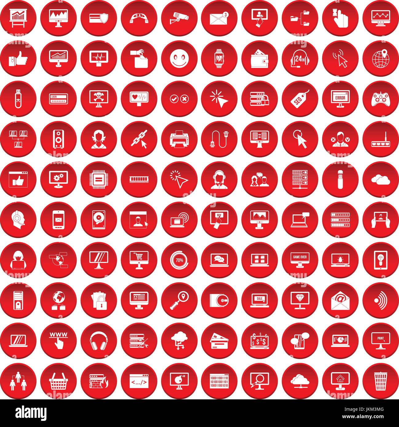 100 internet icons set red Stock Vector Image & Art - Alamy