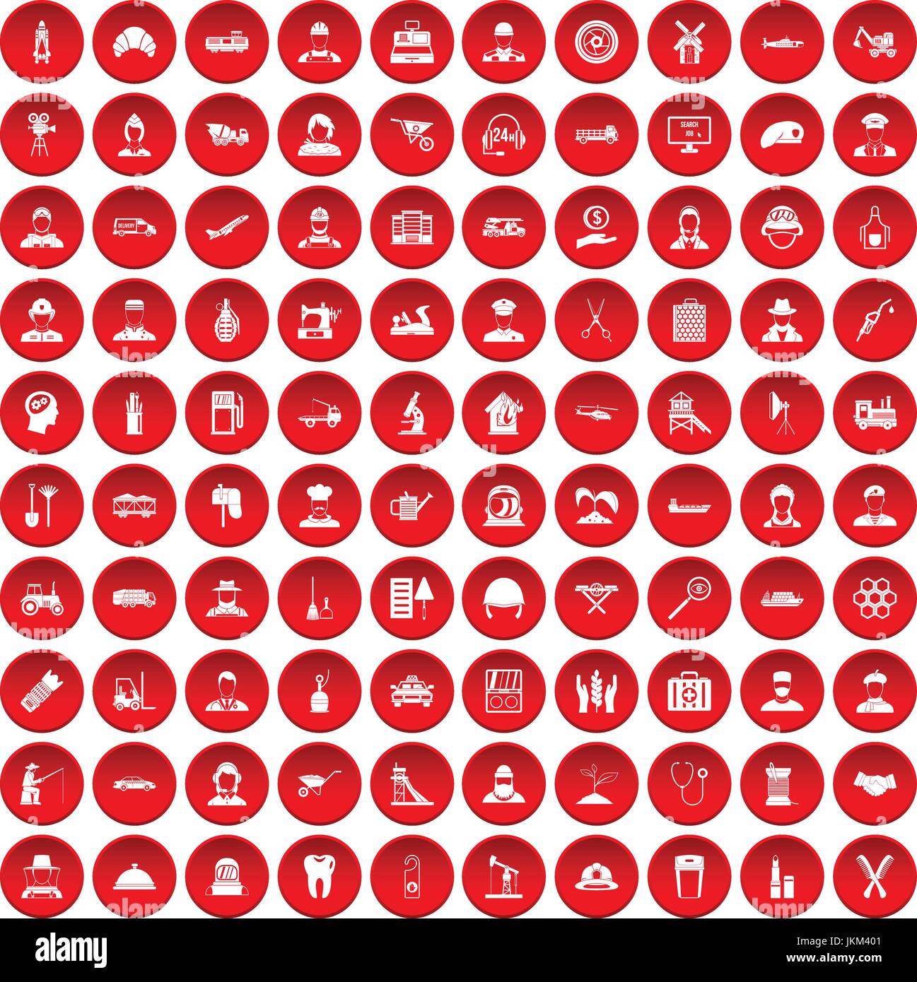 100 job icons set red Stock Vector Image & Art - Alamy