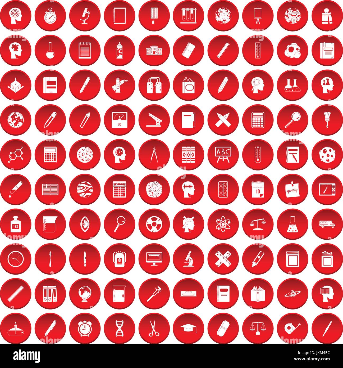100 learning icons set red Stock Vector Image & Art - Alamy
