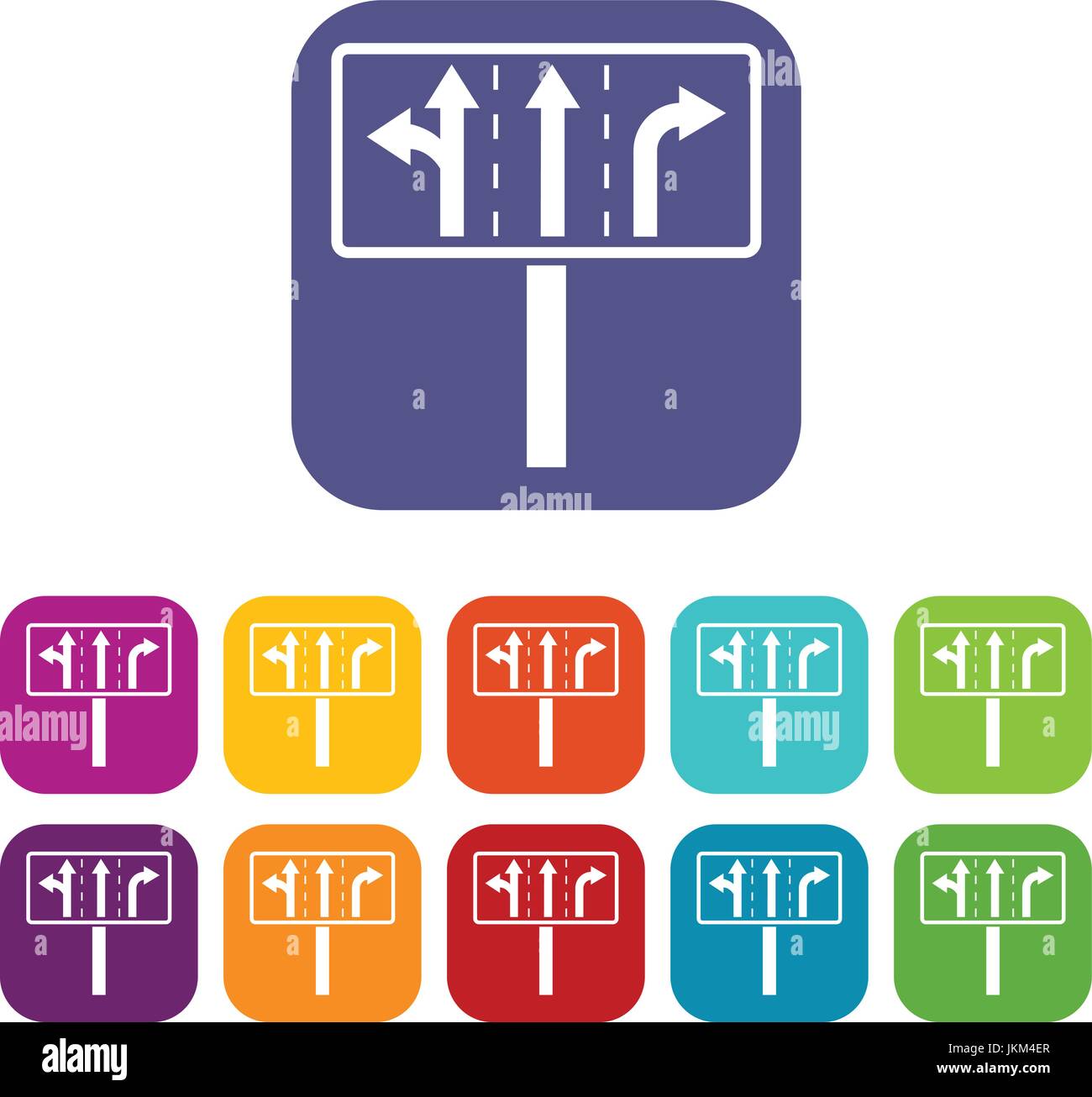 Traffic lanes at crossroads junction icons set Stock Vector Image & Art ...