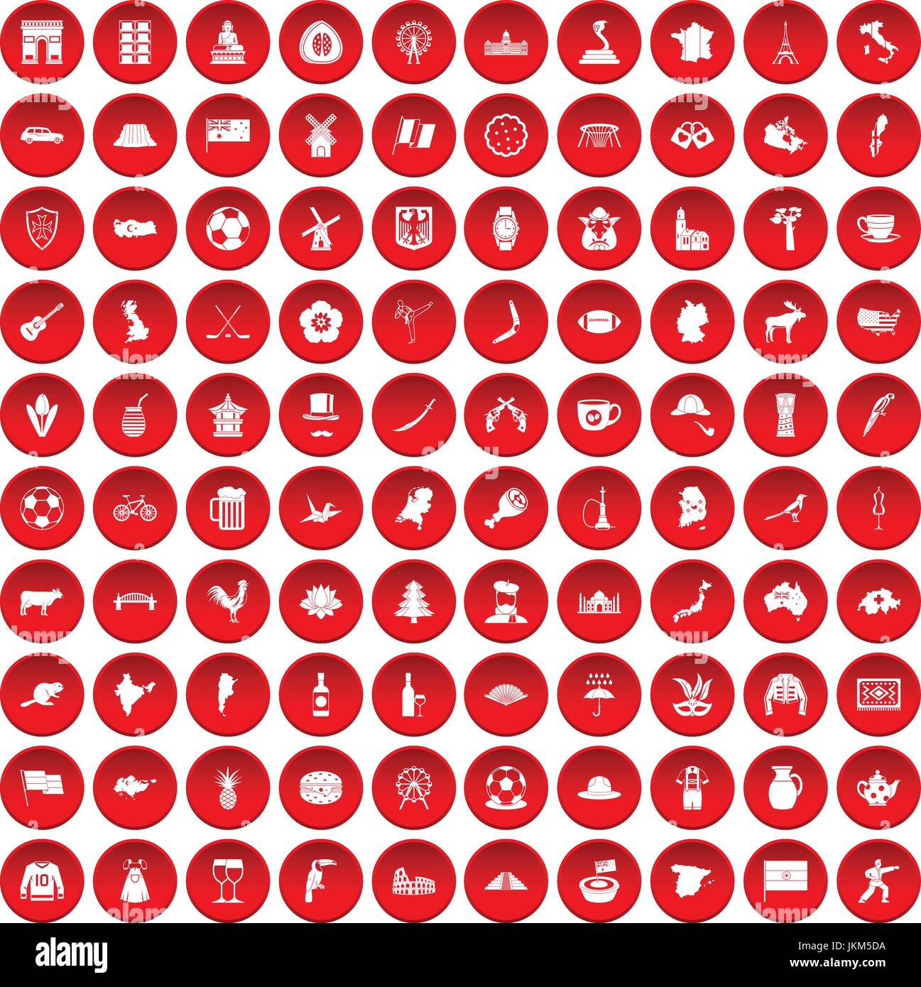 100 map icons set red Stock Vector Image & Art - Alamy
