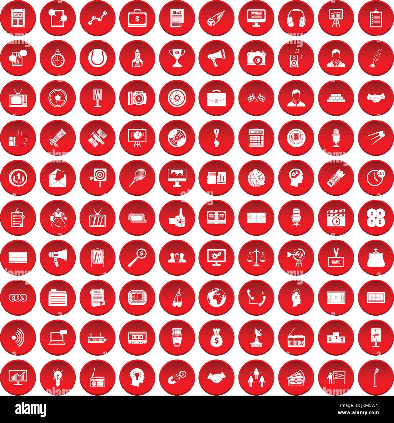 100 media icons set red Stock Vector Image & Art - Alamy