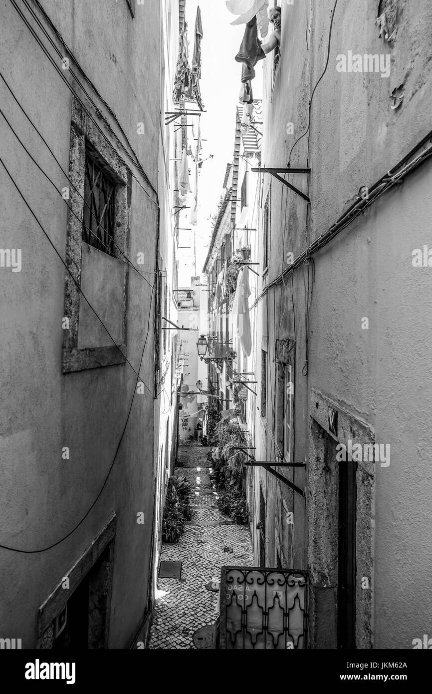 Very narrow lane Black and White Stock Photos & Images - Alamy
