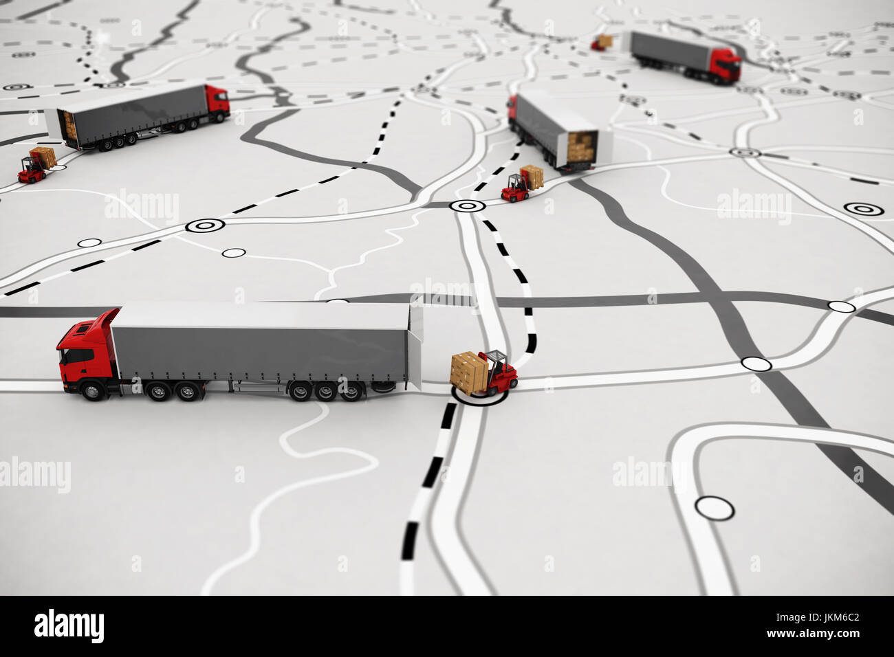 Loading and unloading goods on a map. 3D Rendering Stock Photo - Alamy