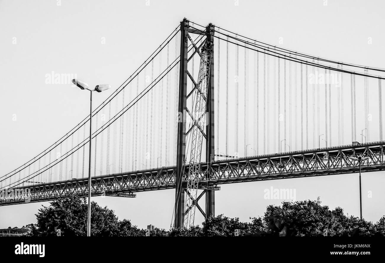 Famous 25th April Bridge over River Tajo in Lisbon aka Salazar Bridge ...