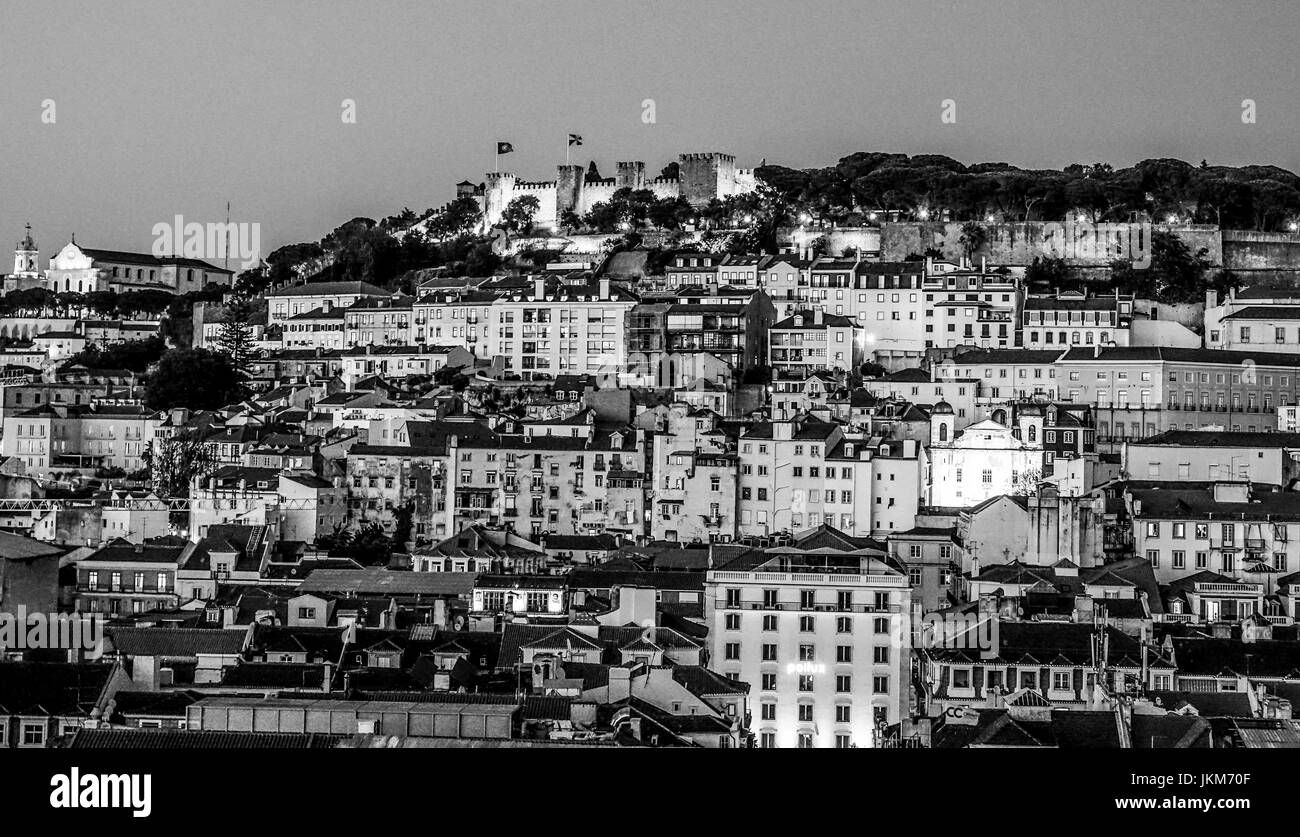 Lisbon night view Black and White Stock Photos & Images - Alamy
