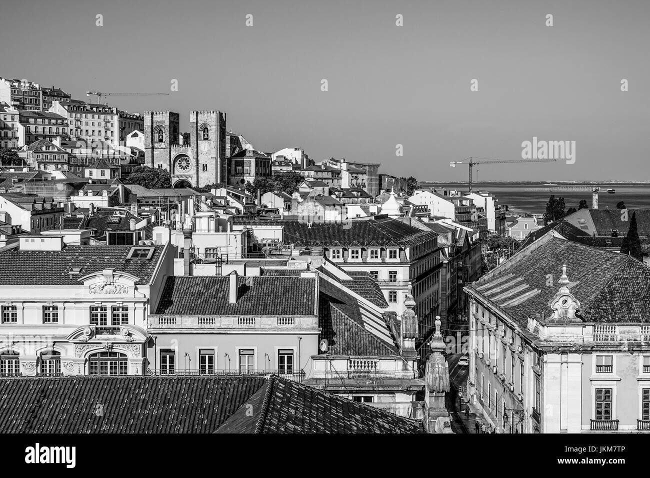 Amazing aerial view over the hills of Lisbon from Augusta Street Arch ...