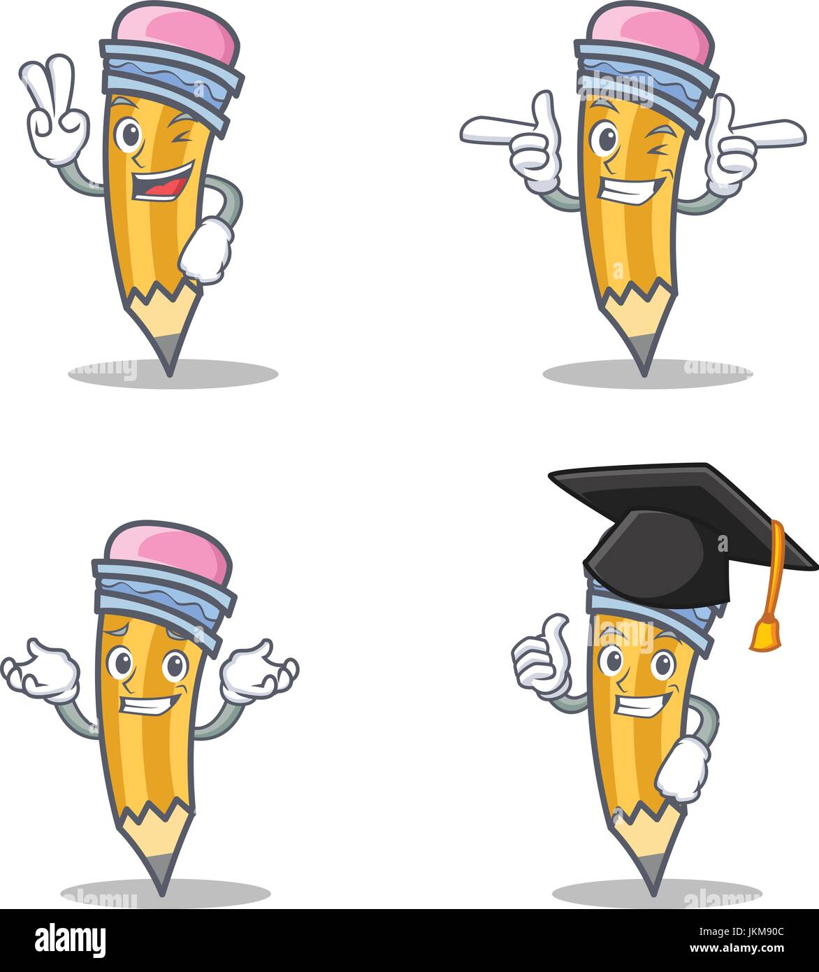 Cartoon character pencil happy pose hi-res stock photography and images ...