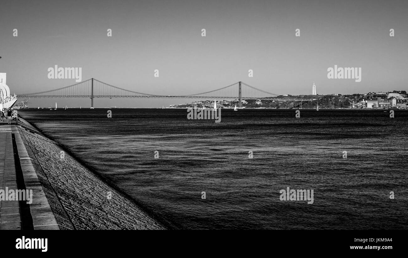25th April Bridge over River Tagus in Lisbon aka Salazar Bridge ...