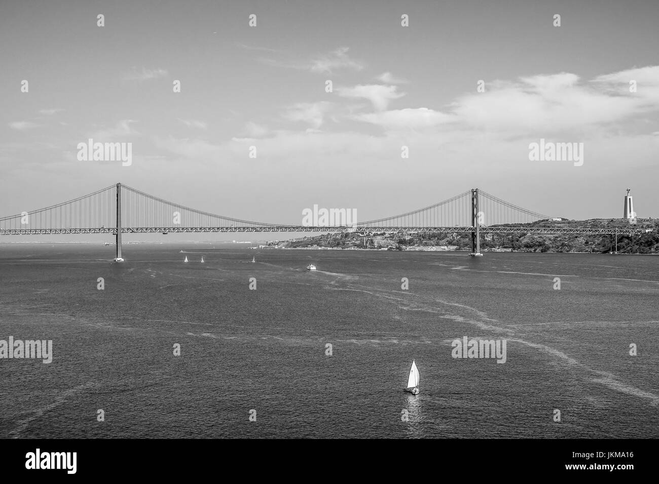 25th April Bridge over River Tagus in Lisbon aka Salazar Bridge ...
