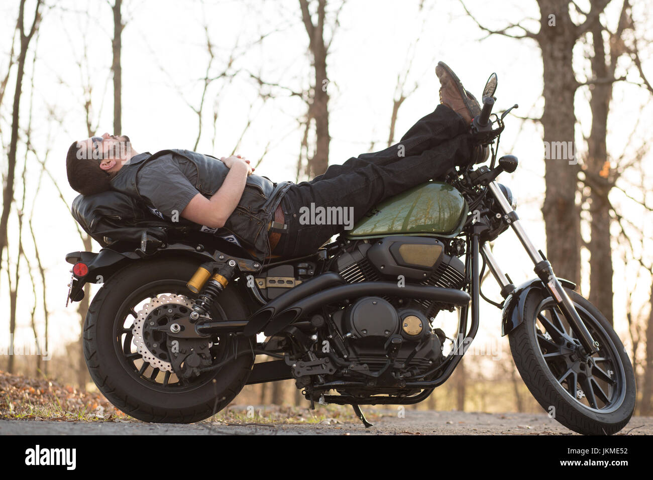 Biker sleeping hi-res stock photography and images - Alamy