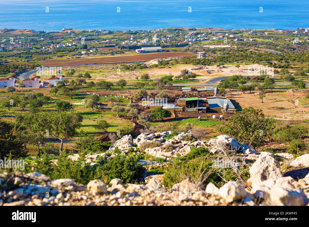 Beautiful summer landscape in a farm in The Mediterranean. A beautiful ...
